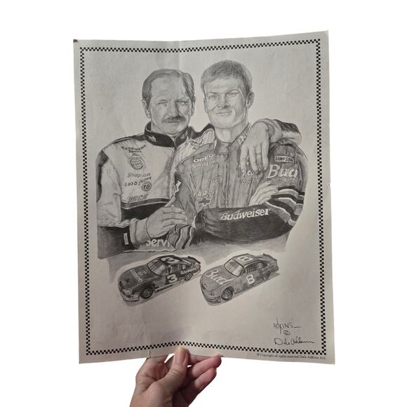Dale Adkins | Art | Dale Earnhardt Sr Jr Signed Adkins Art Print Nascar ...